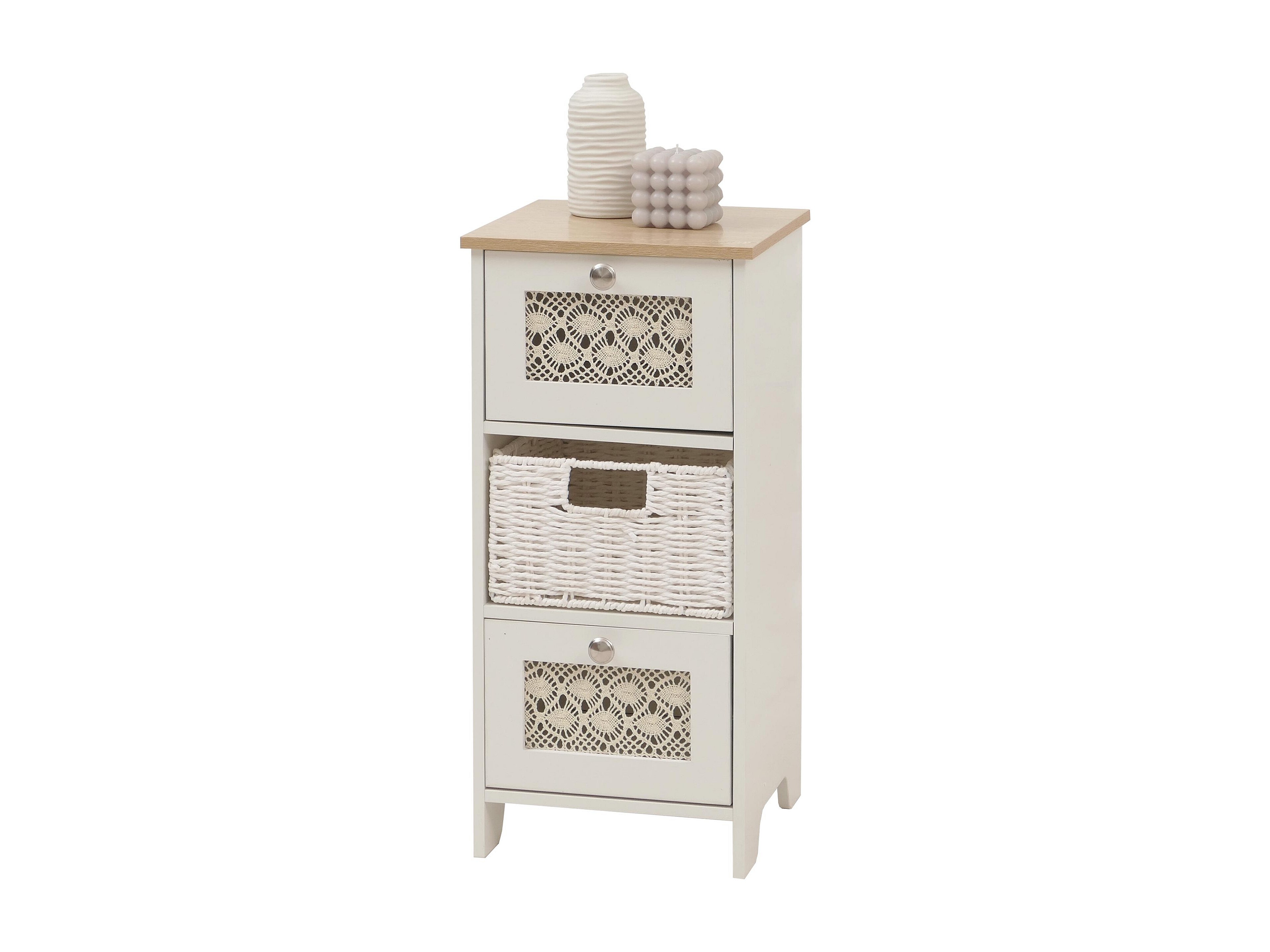 Comò MCW-O75, cassettiera, 3 cassetti a cestello decorativi legno ...