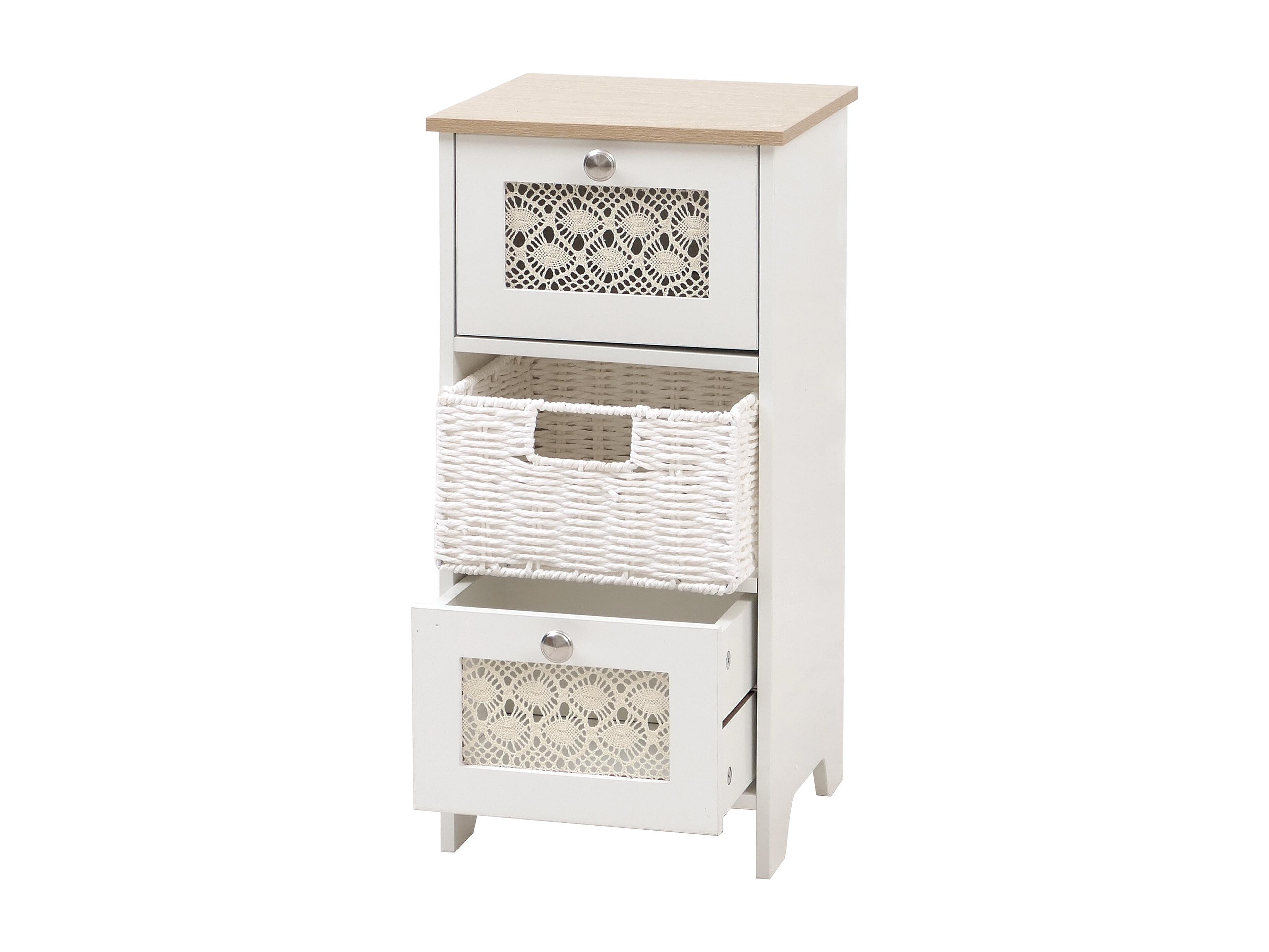 Comò MCW-O75, cassettiera, 3 cassetti a cestello decorativi legno ...