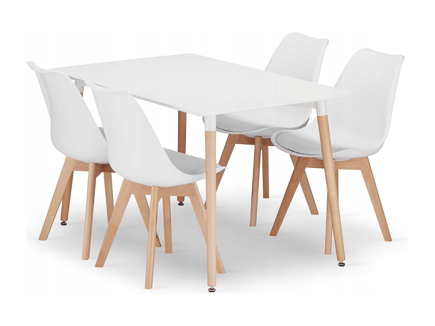 Valora YURO Rechthoekige Tafel 120x80 Wit + 4 RIKX Witte Stoelen