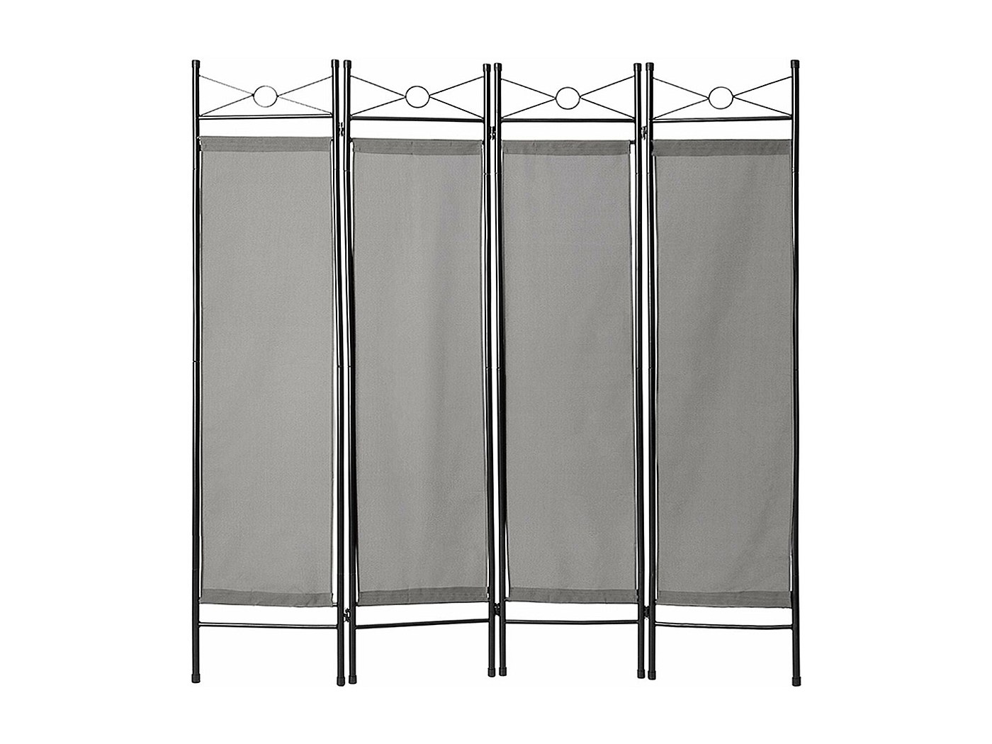 Biombo biombo tela 4 paneles 180 x 160 cm decoración gris 08_0000318