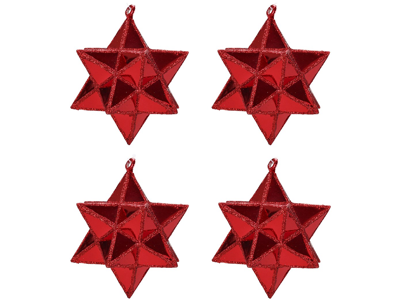 Set de 4 etoiles de noel rouge