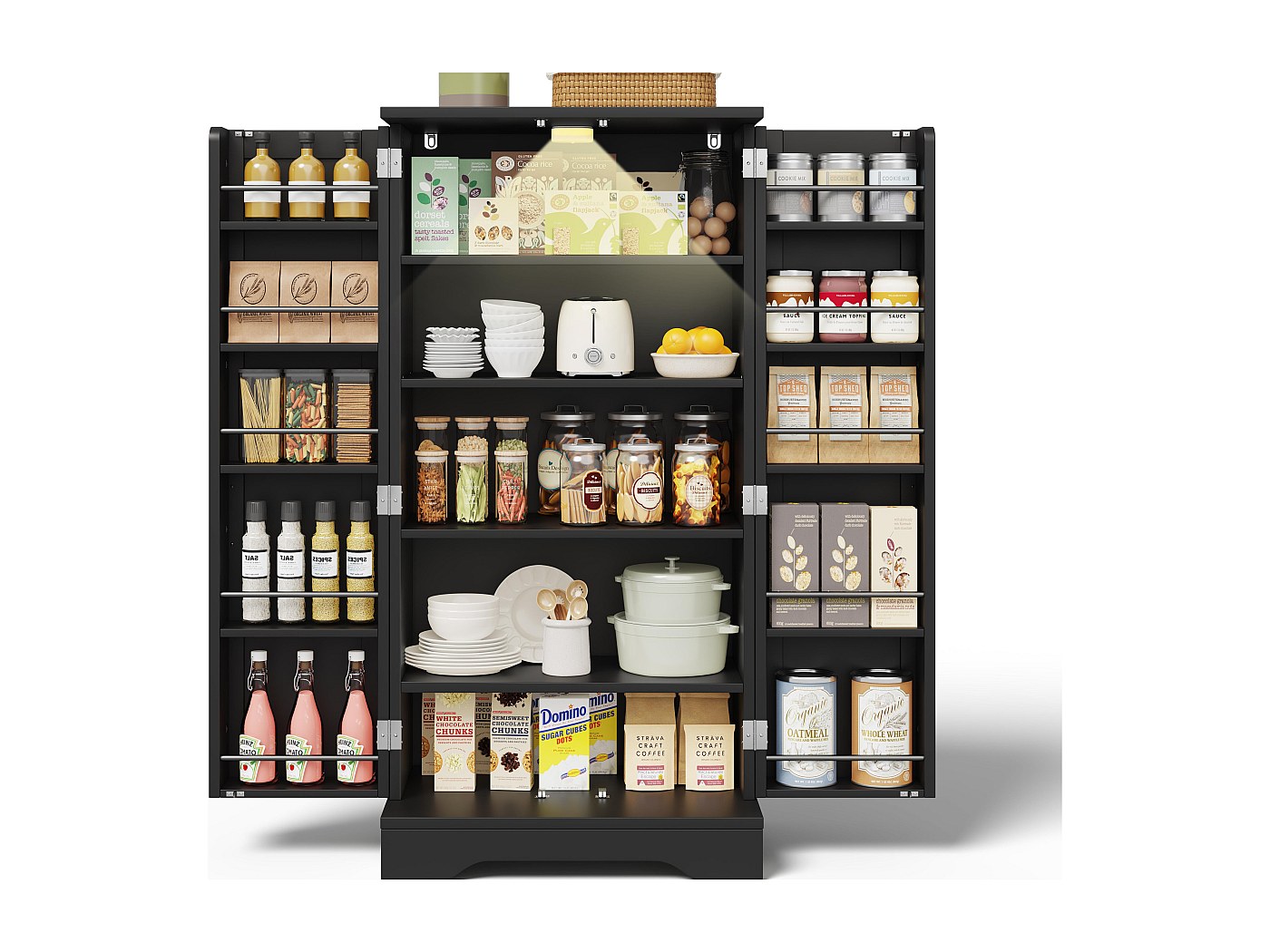 Buffet de cocina 60x40x120 cm - con sensor de luz LED - con 2 puertas ...