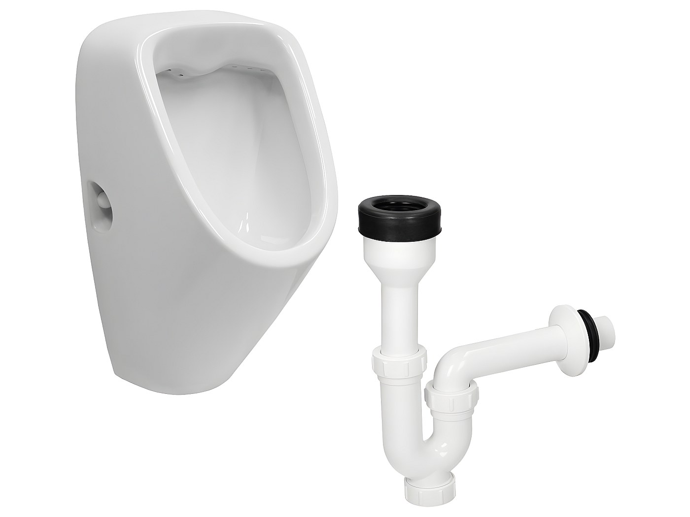 Urinoir pissoir entrée arrière blanc céramique avec siphon wc montage mural