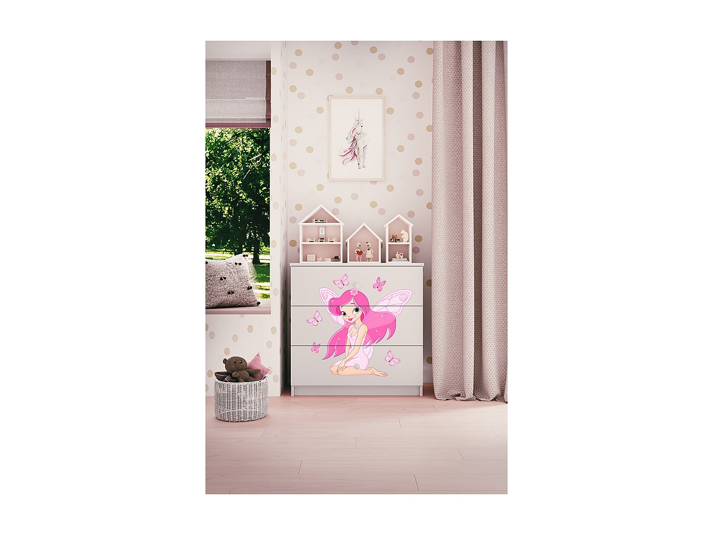 Kocot Kids Babydream Cómoda de 3 gavetas A Fada Borboleta - Branco