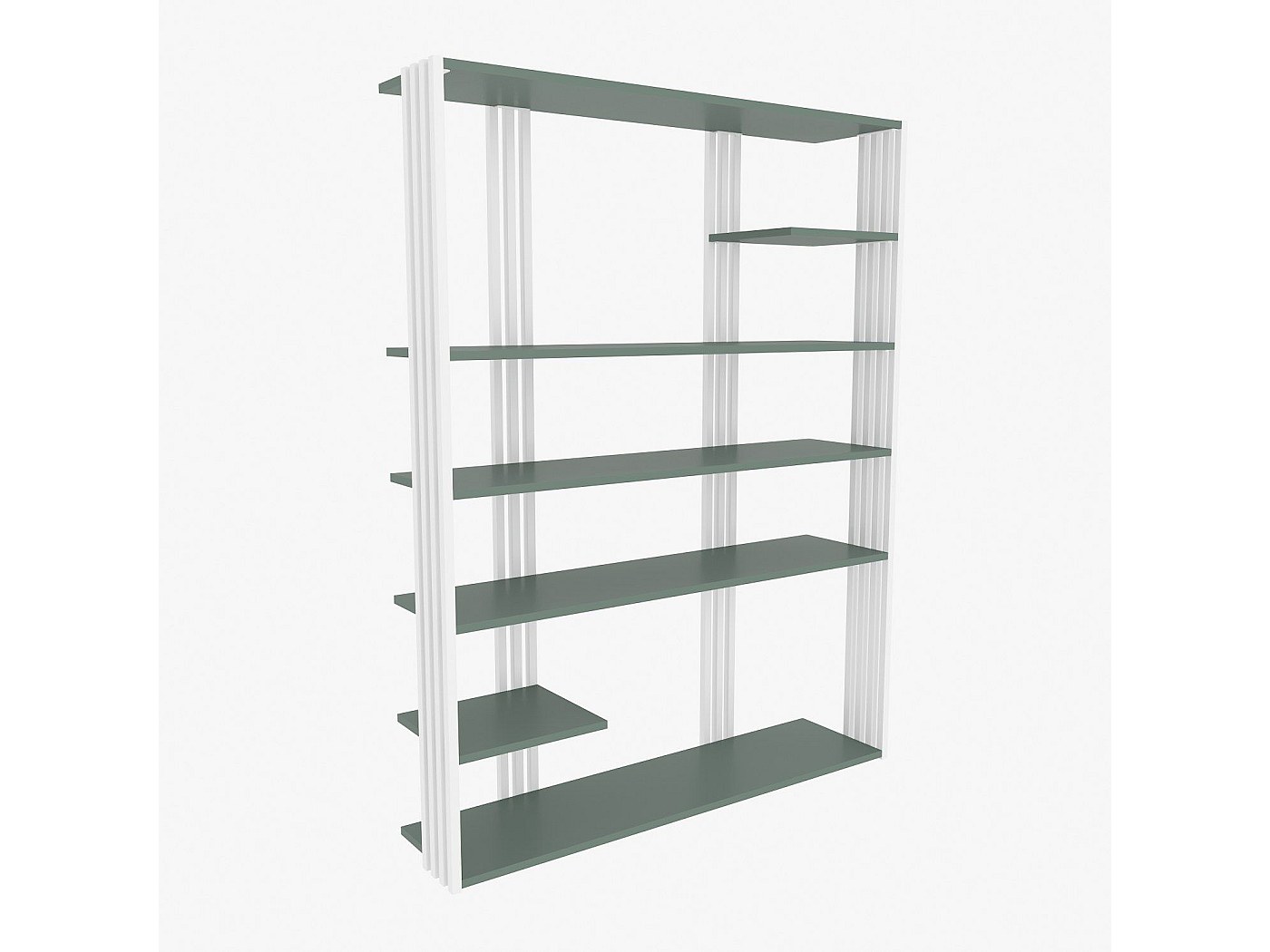 Elegante librería verde y blanca, 120 cm x 160 cm x 29,6 cm | Tablero ...