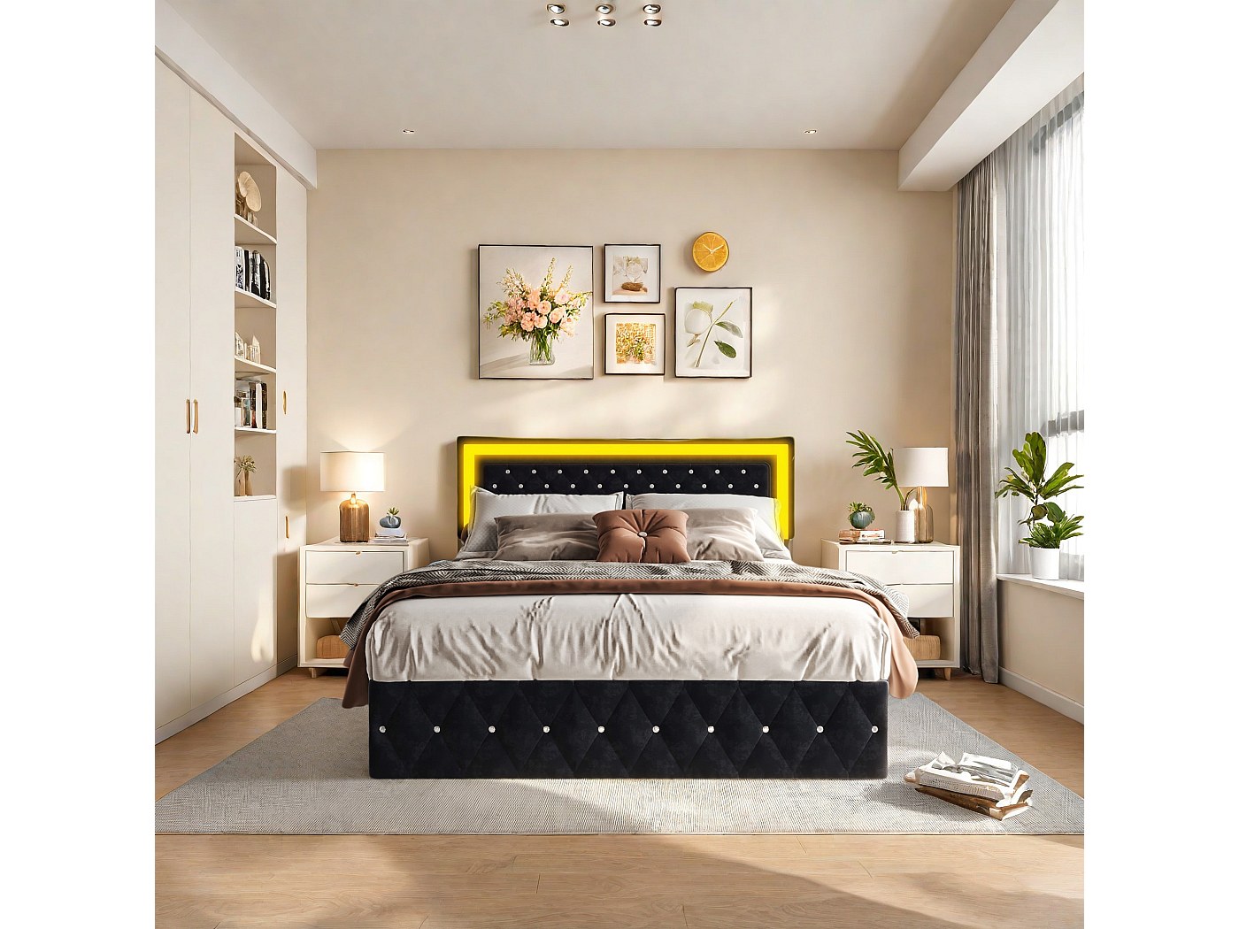 Elegante letto imbottito 180x200 con ampia testiera sollevabile, letto ...