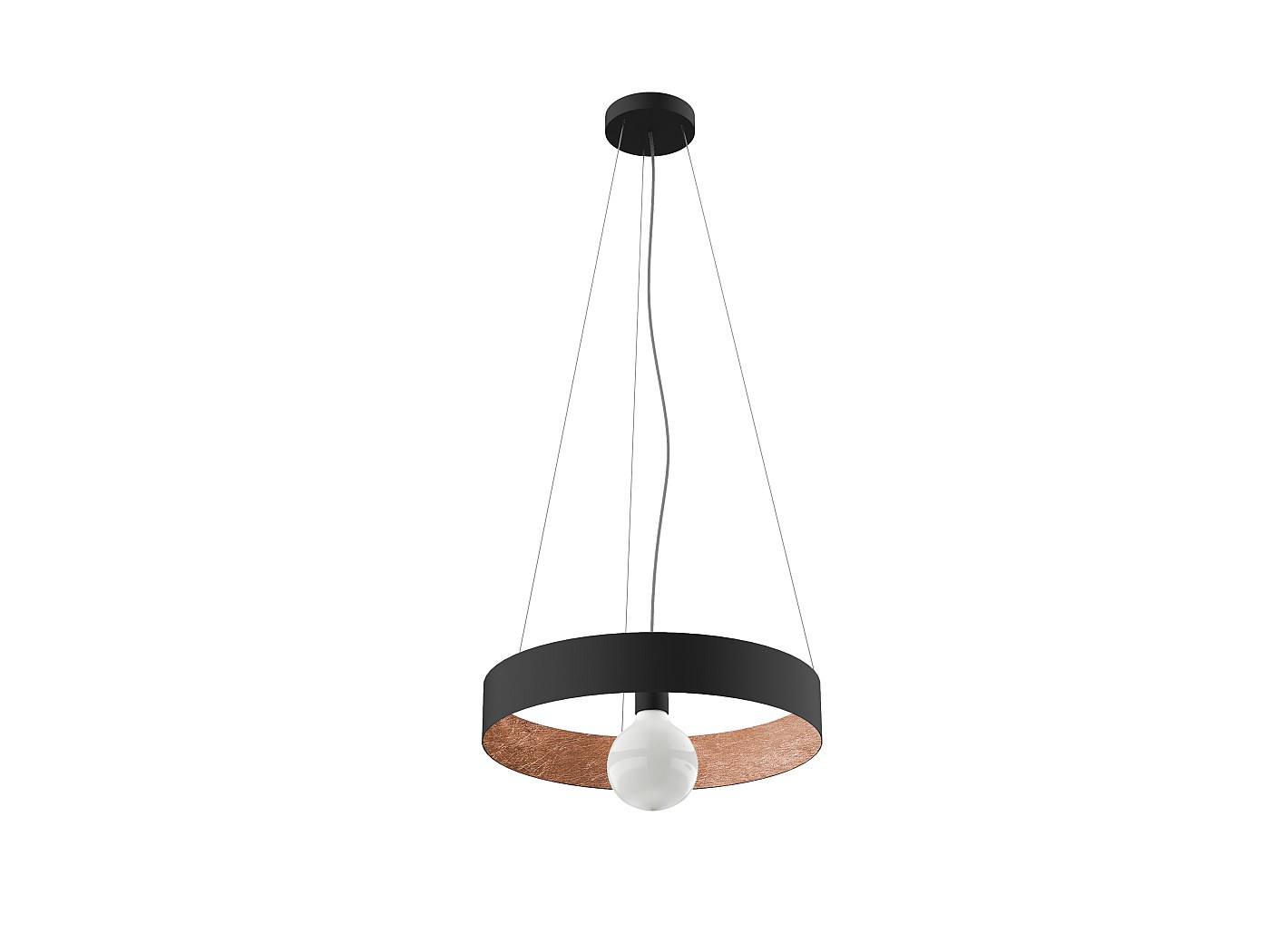HALO Suspension, 1X E27, max 42W, métal, noir mat/feuille cuivre, D.40cm