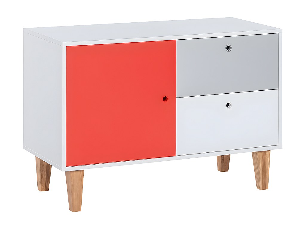 Commode basse 1 porte 2 tiroirs Concept Rouge