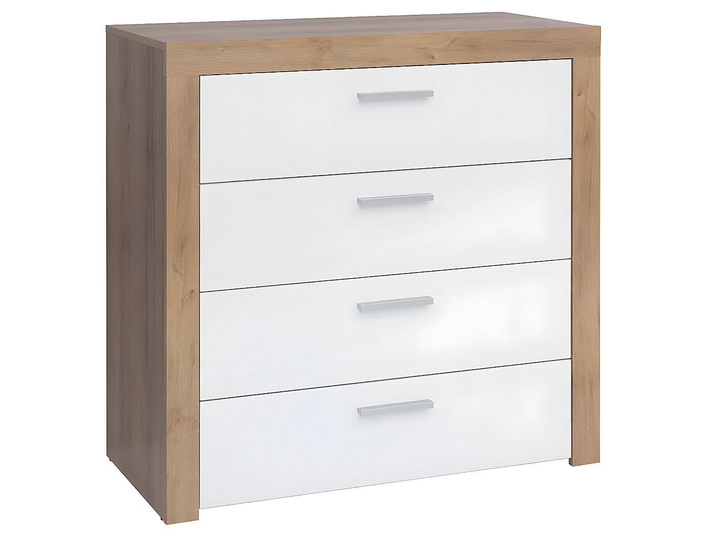 Commode 4 tiroirs Nora Blanc et Bois