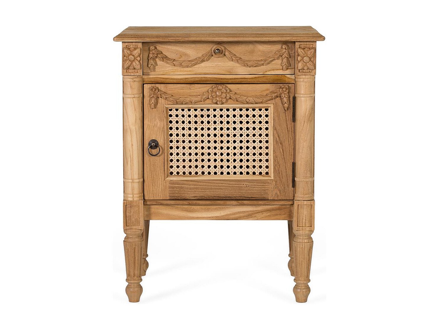 Table d'appoint en teck massif avec finition naturelle