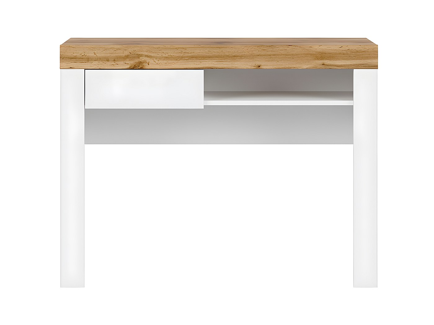 Console bureau 1 tiroir Hella Blanc et Bois