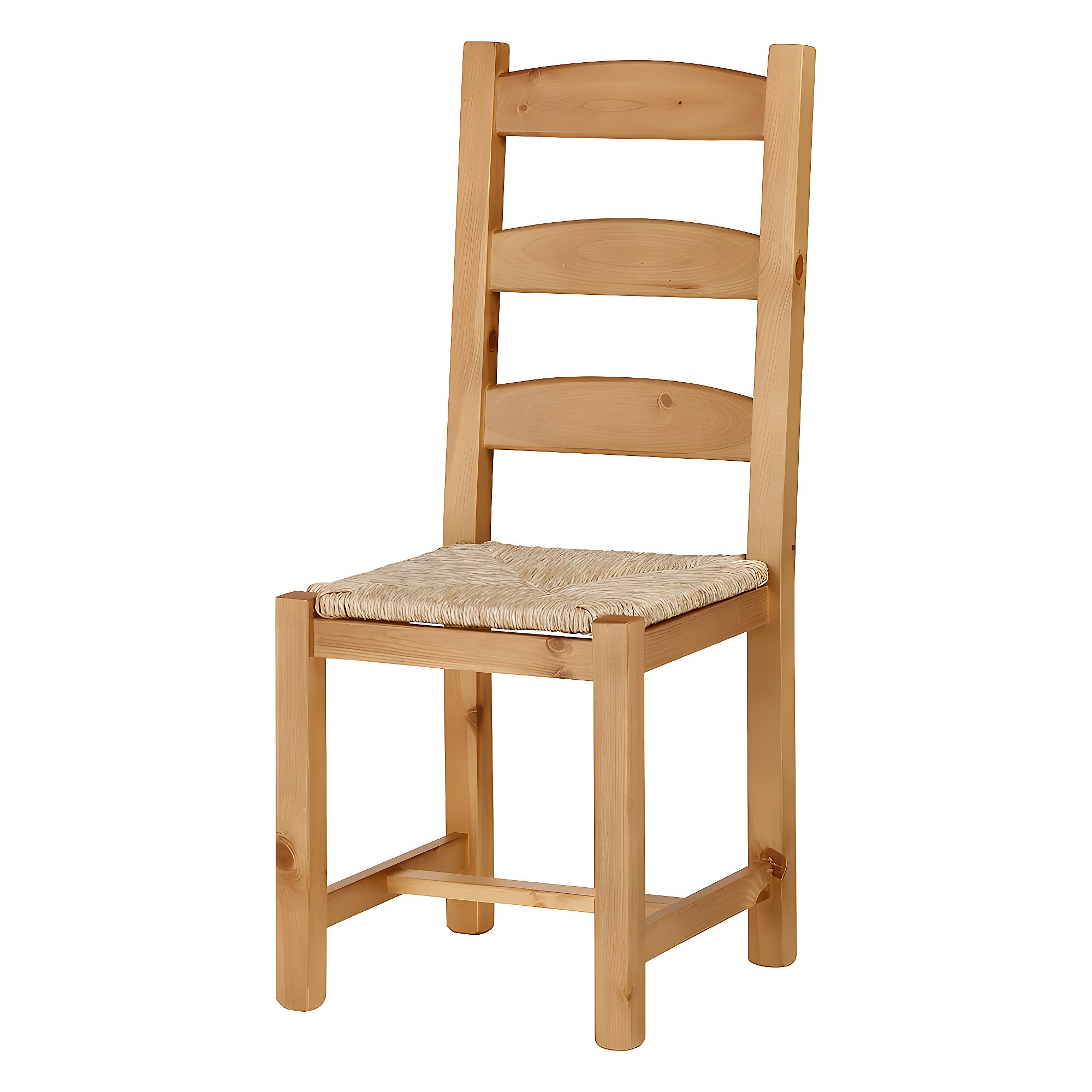 Chaise en bois à barreaux et paille rustique - Avoriaz