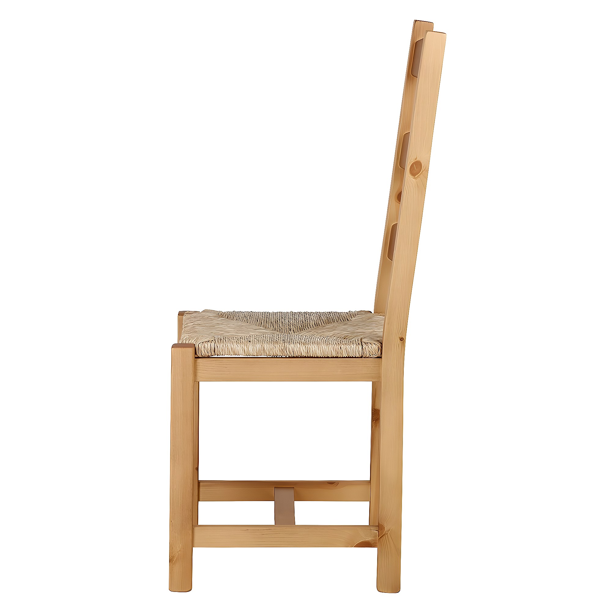 Chaise en bois à barreaux et paille rustique - Avoriaz