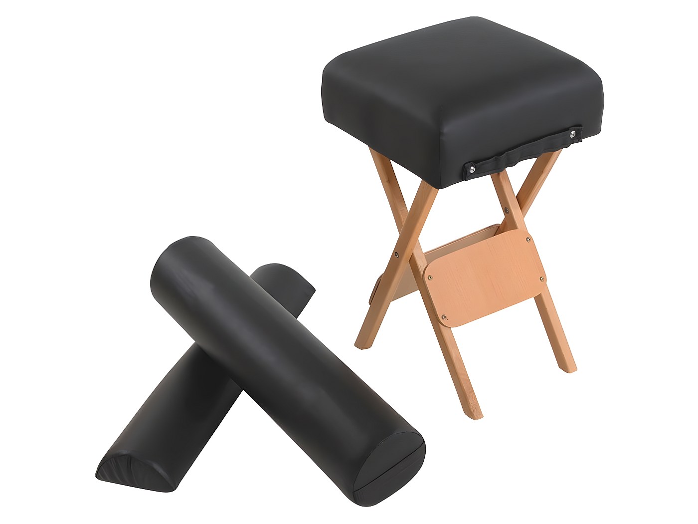 Kit massage pro tabouret + coussin demi-cylindre + coussin rouleau noir 08_0000468