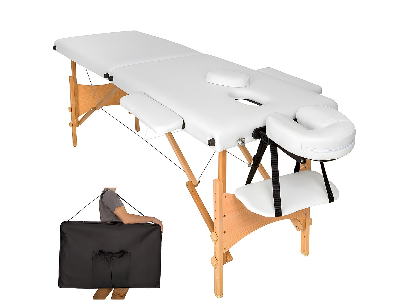 Table de massage blanc 2 zones avec sac de transport 08_0000463