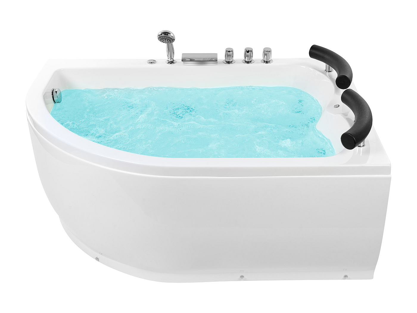 Hoekbad whirlpool LED wit 160 x 113 cm linkszijdig PARADISO