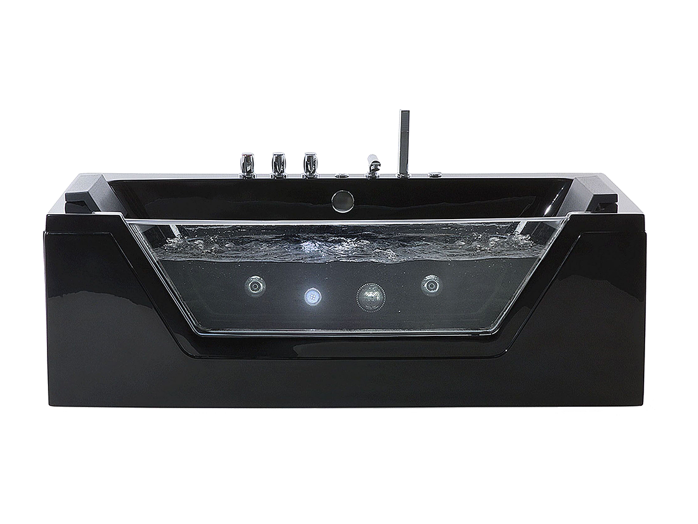 Whirlpool Badewanne schwarz LED Unterwasserbeleuchtung 162 x 76 cm SAMANA