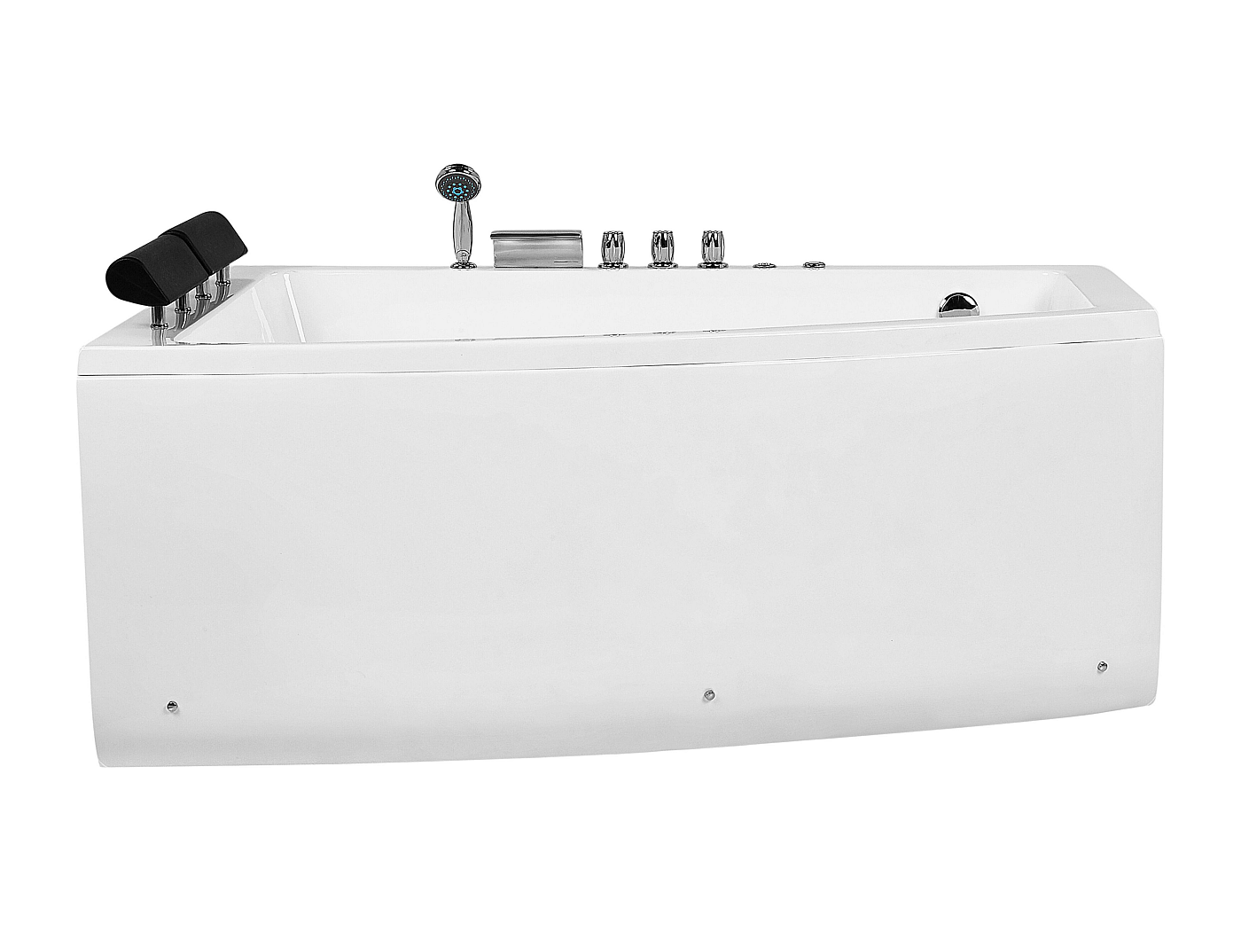 Whirlpool Badewanne weiß Eckmodell mit LED 182 x 122 cm rechts SERRANA