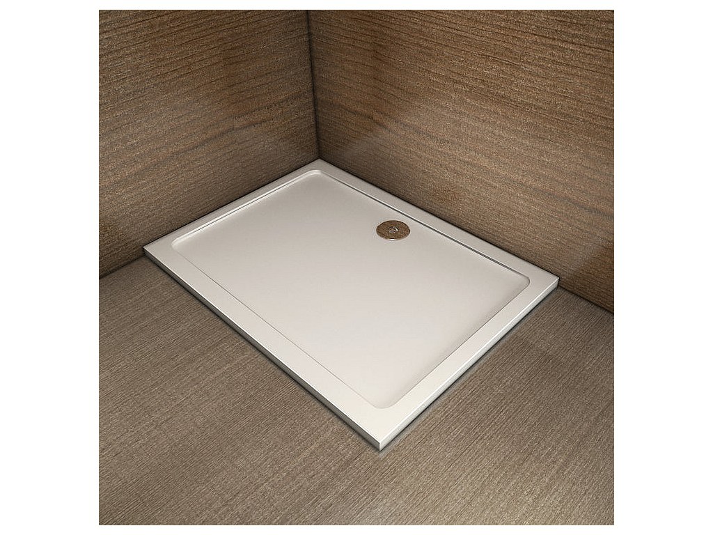 Receveur de douche blanc 80x70x3cm rectangulaire, Extra-plat, gel coat ...