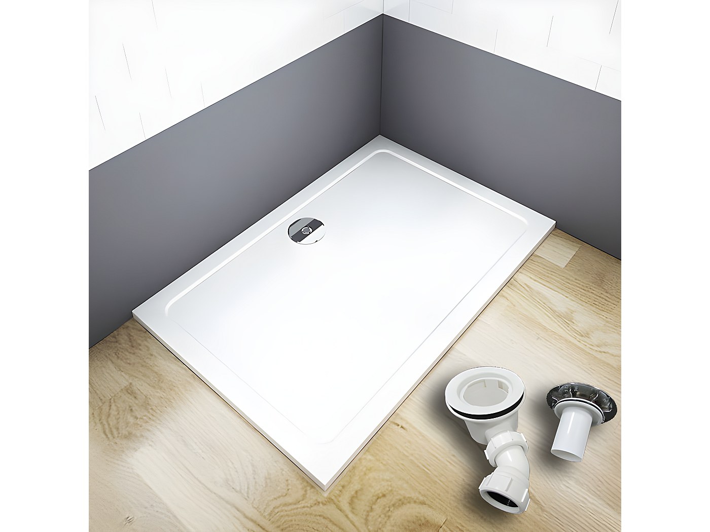 Receveur de douche blanc 170x70x3cm rectangulaire, extra-plat, gel coat ...
