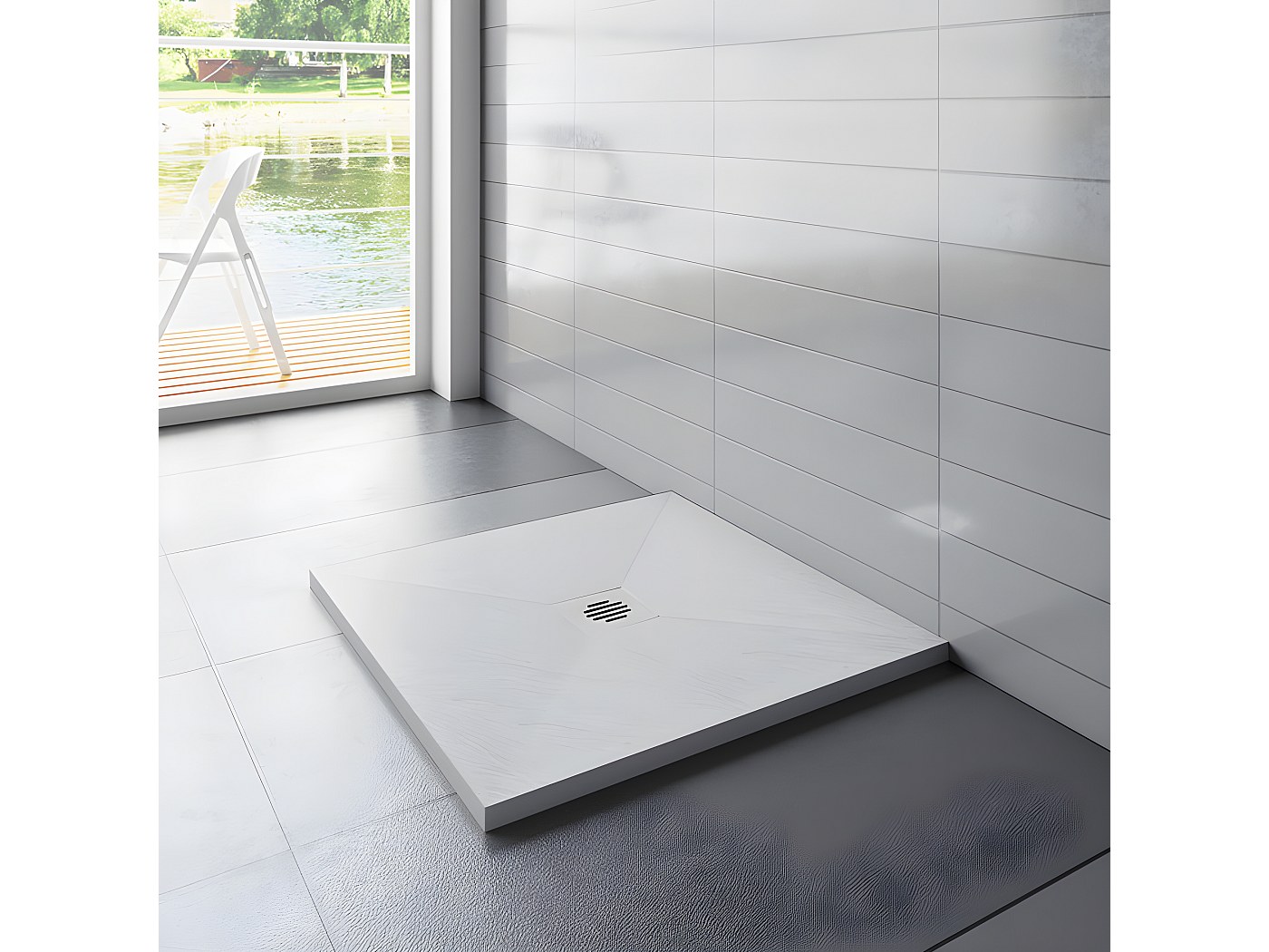 Receveur de douche 90x90cm avec une grille en ABS, bac à douche carré ...