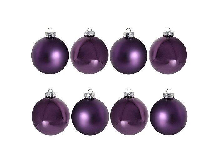 Lot de 8 boules de Noël violet mate et brillant D10 cm - IDUNA 8242