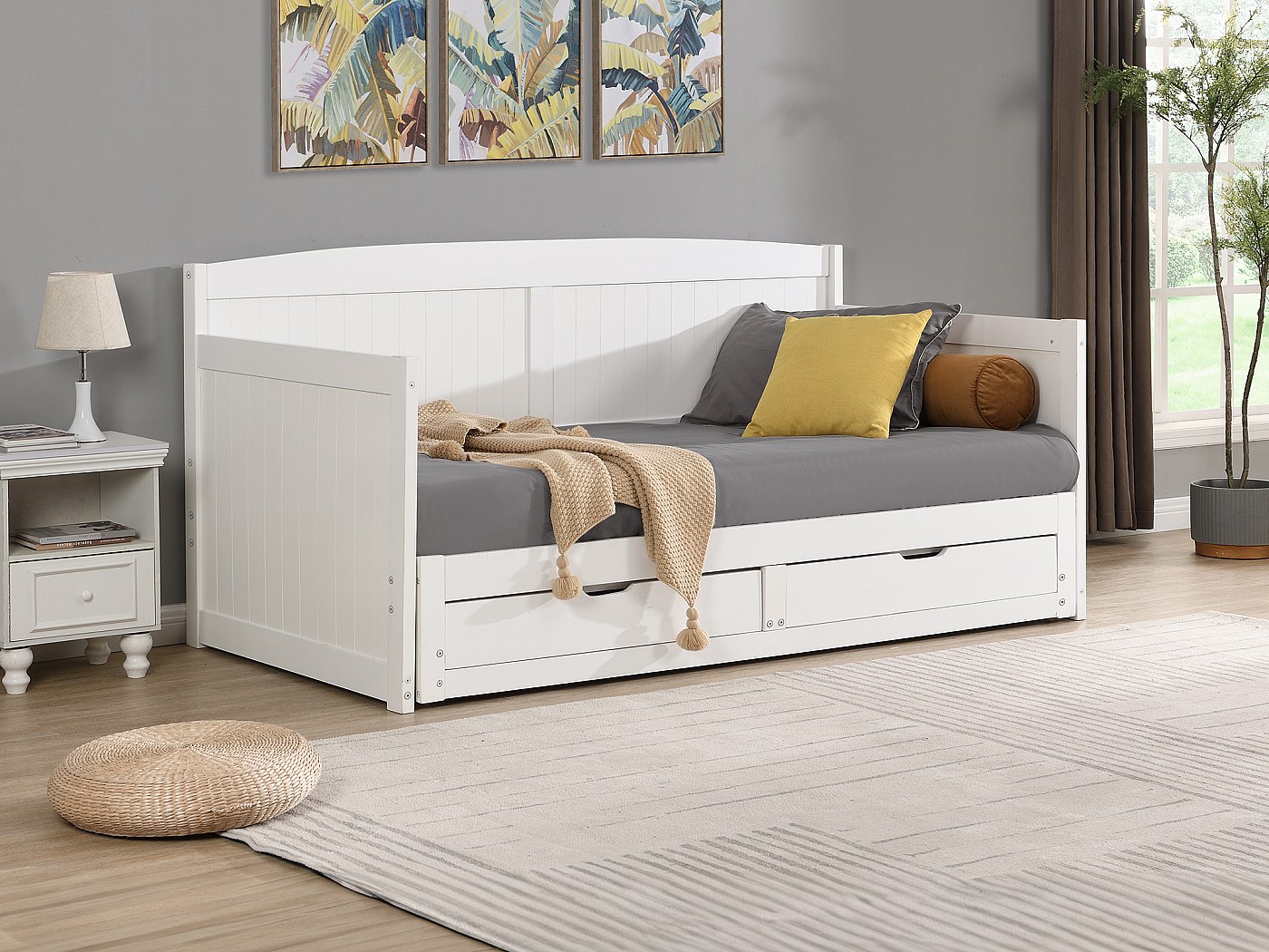 Letto divano a scomparsa 90 x 190 o 180 x 190 cm con cassetti in pino e ...