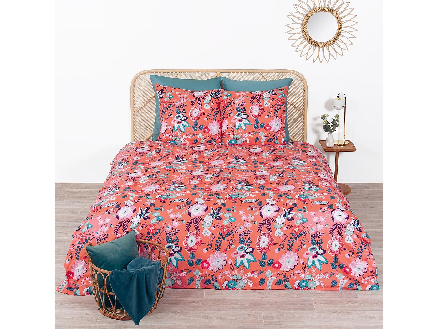 Parure de lit 240x220 cm microfibre BALOMA rouge fraise