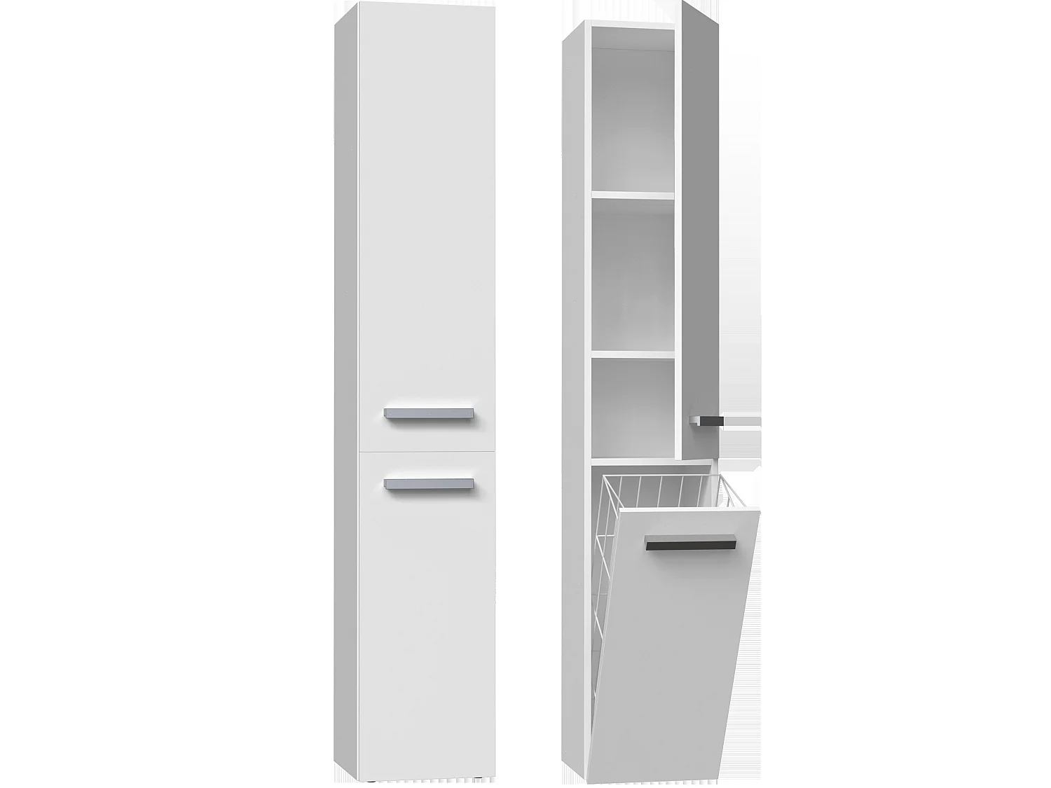 Colonna bagno 31x174 con cesto portabiancheria bianco CBT5