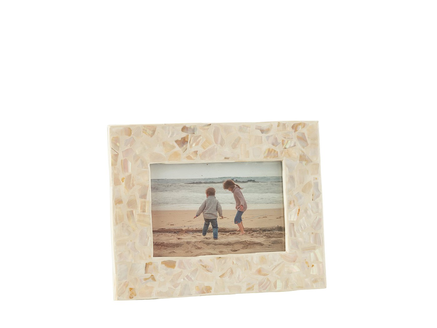 Cadre photo nuye mosaique/MDF ivoire 10x15cm