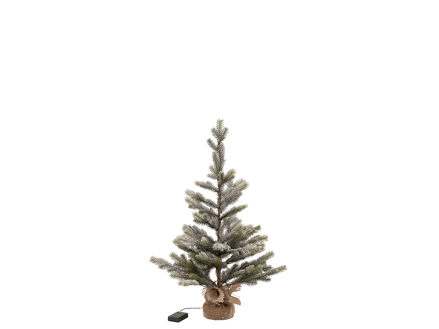 Sapin de noel enneige+led+piles en pot ju plastique vert medium H. 80cm