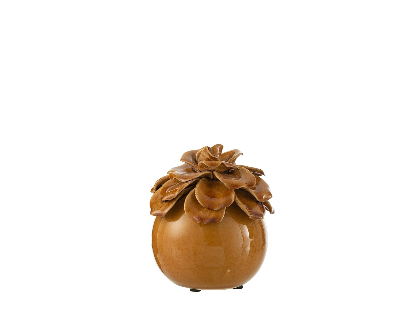 Fleur decorative ceramique ocre H. 14cm