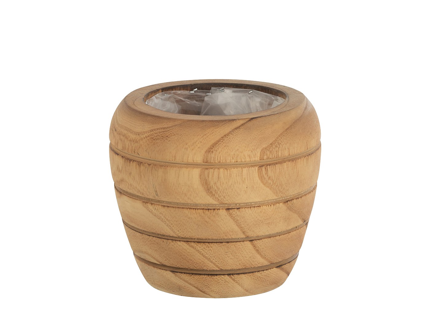 Cache-pot rayures bois naturel medium H. 17cm