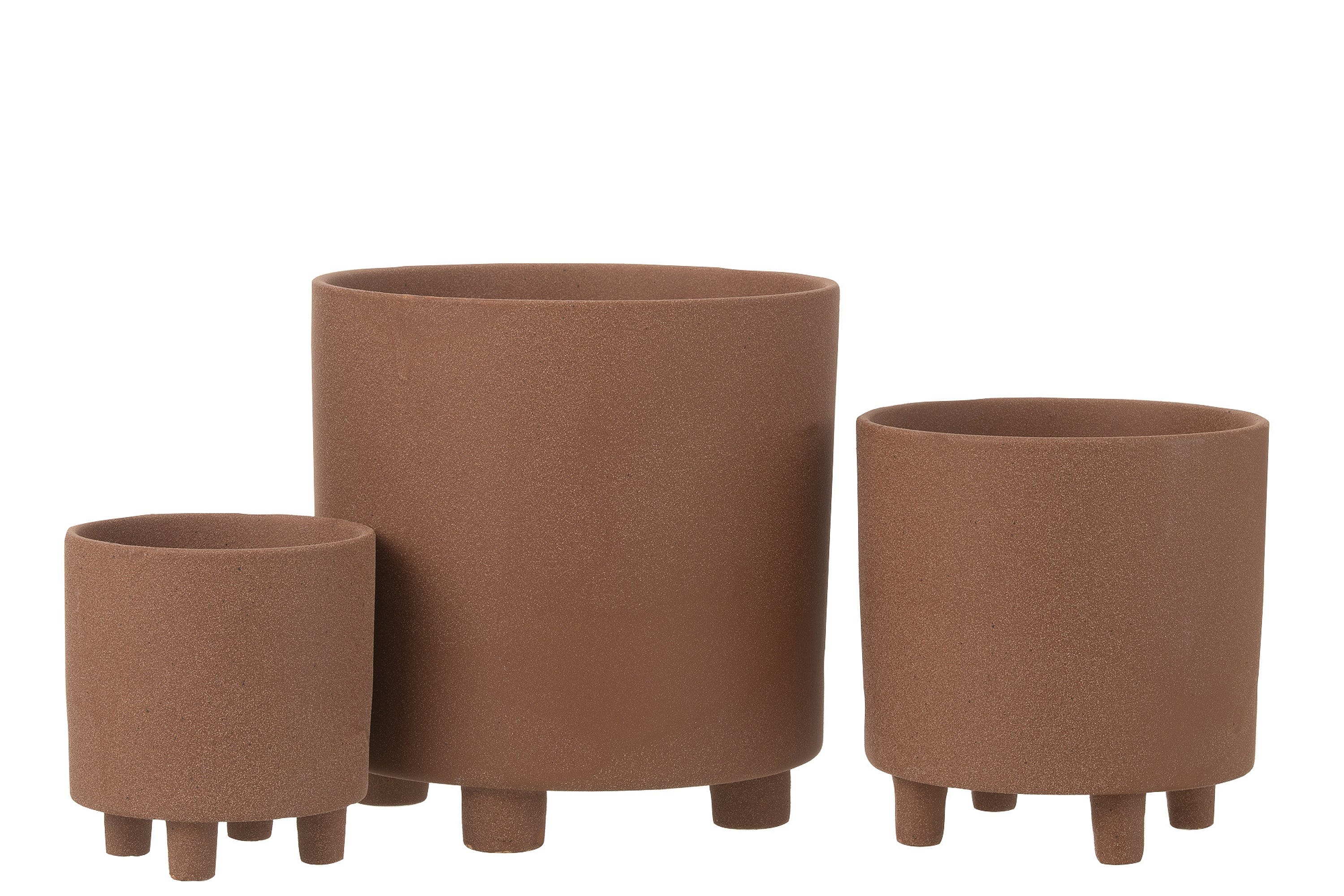 Cache-pot thibault céramique marron h. 27 cm