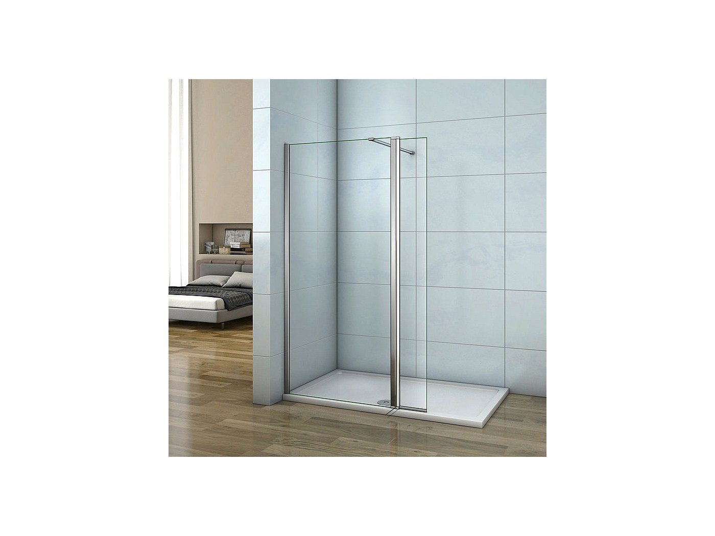 Inloopdouchewand 110+30x200cm met draaibare terugloop - 8mm gehard glas ...