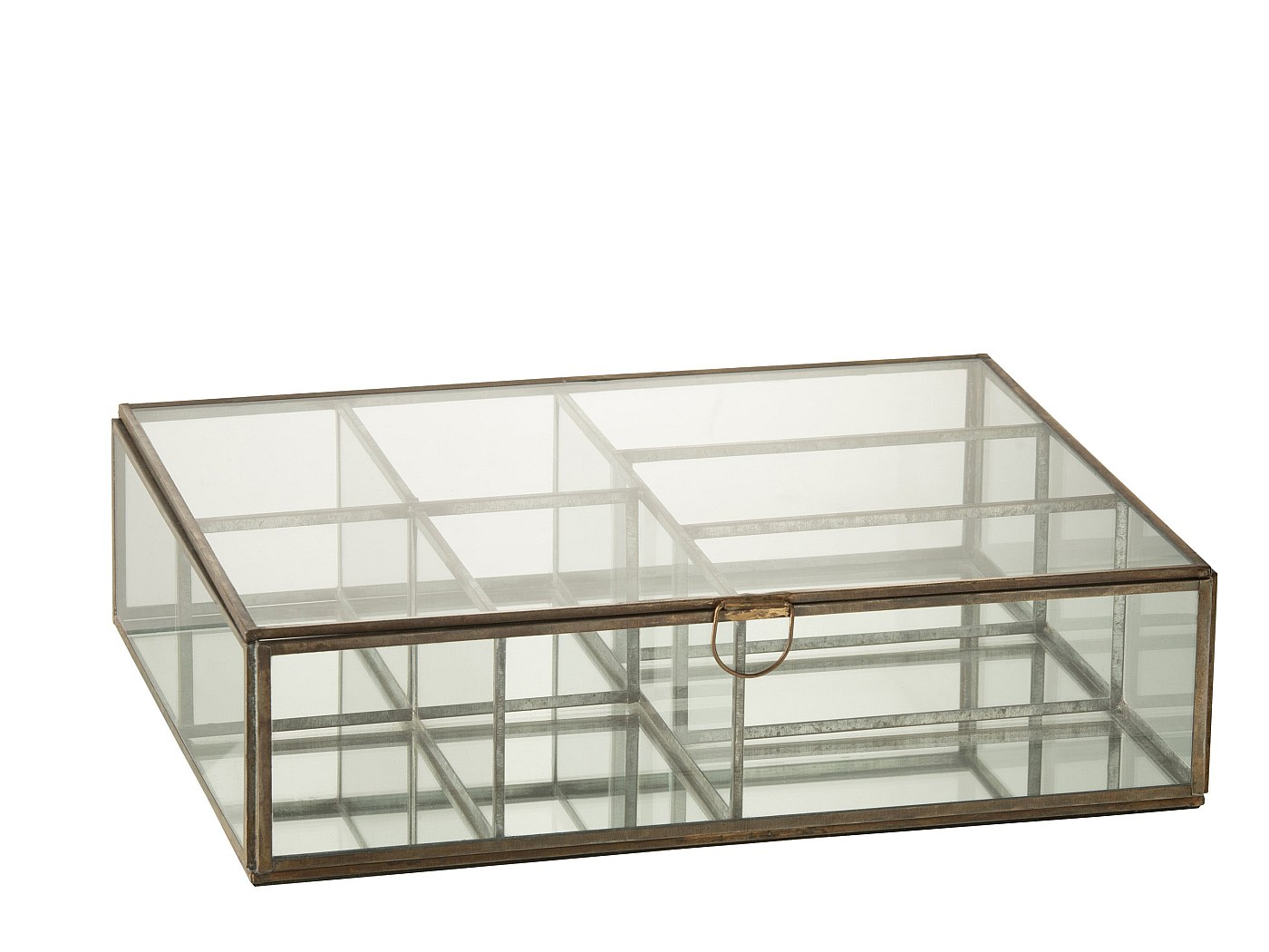 Boite verre/metal bronze large H. 9cm