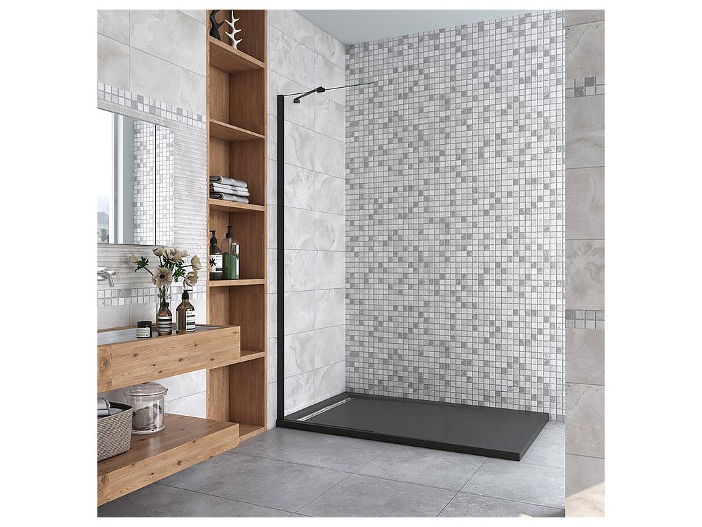 Paroi de douche 50x200cm avec barre de fixation d'angle 45cm, profilé ...