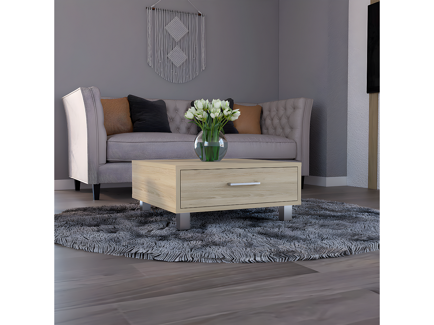 Table centrale de Beijing avec 1 tiroir, 26,3 cm à x 60 cm P x 60 cm et ...