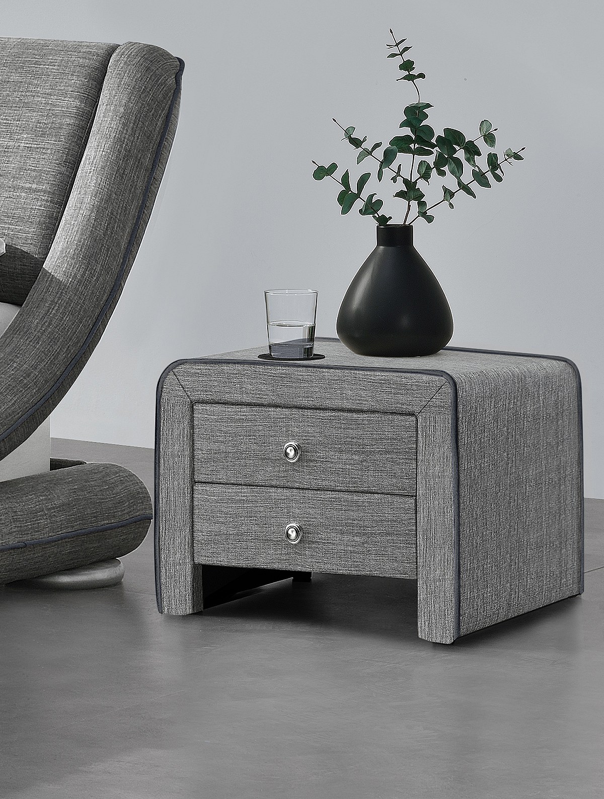 Table de chevet Night Lin Gris Liseré Gris clair