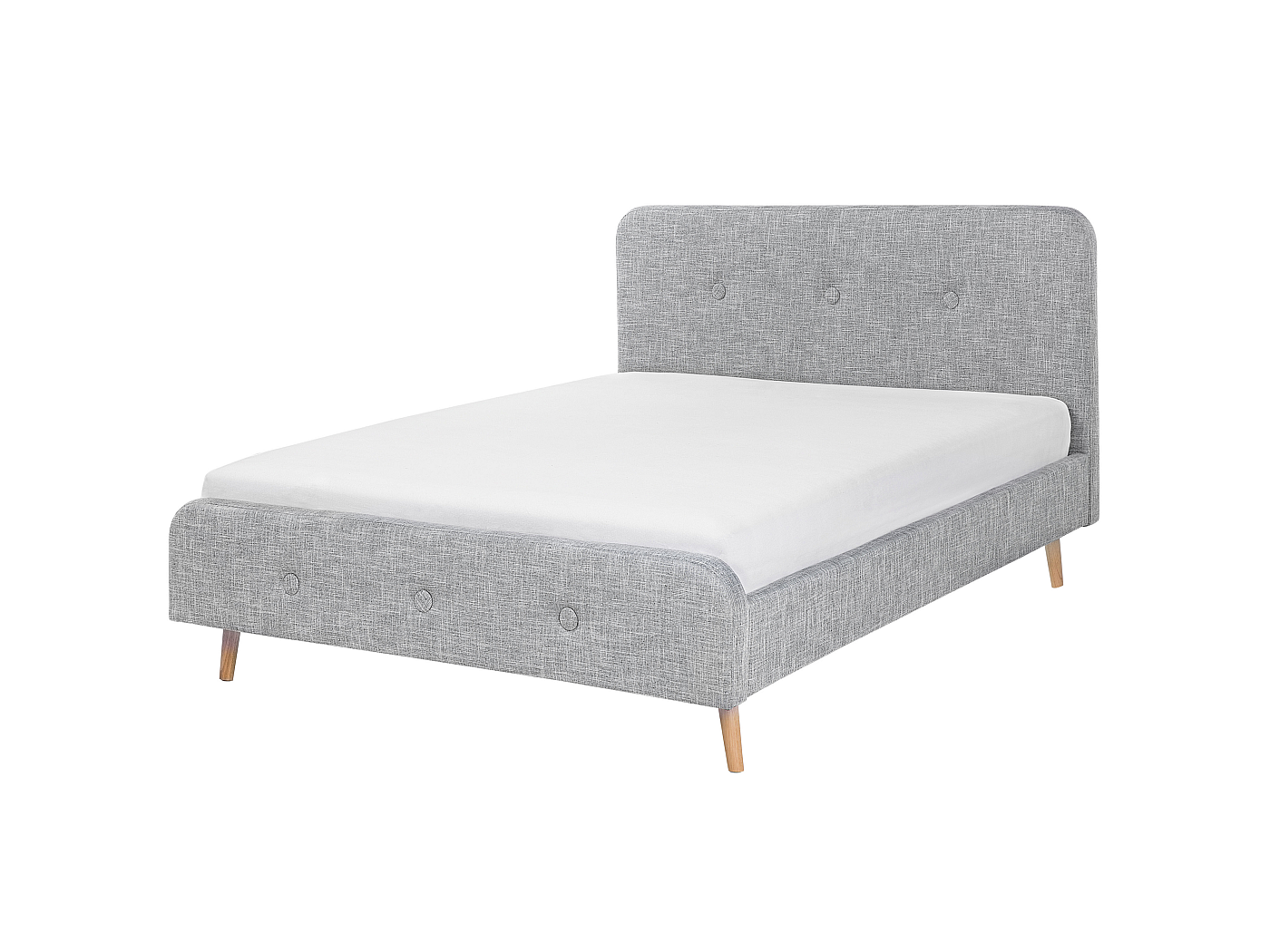 Letto con rete a doghe tessuto grigio chiaro 160 x 200 cm RENNES