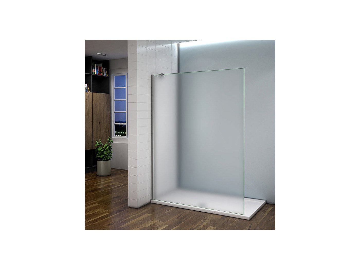 Paroi de douche sablé 140x200cm avec barre de fixation 73-120cm en carré, paroi de douche à l ...