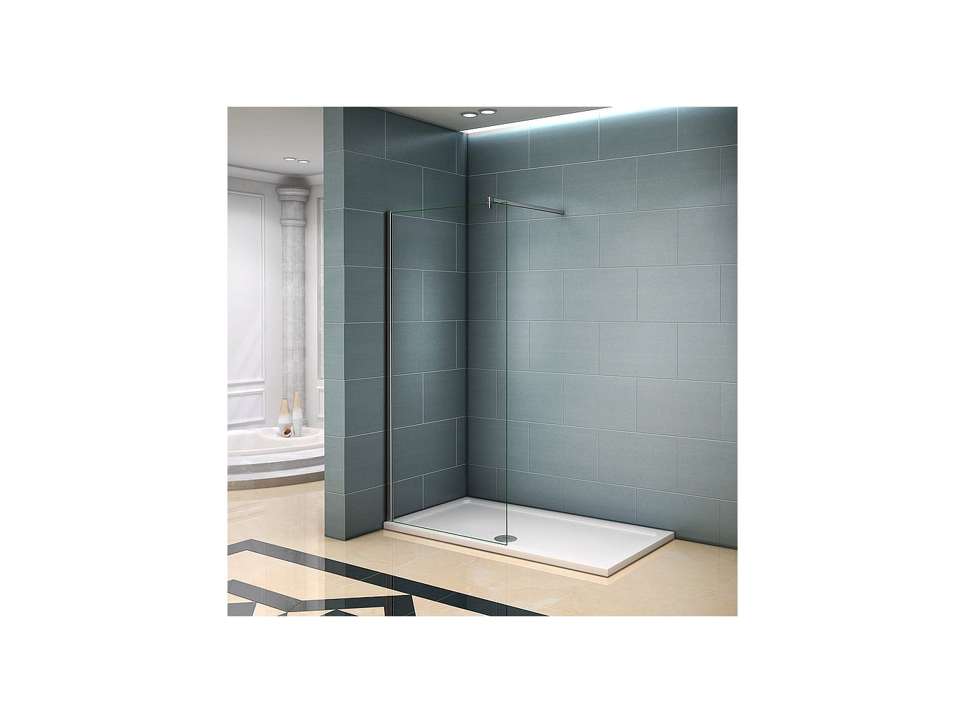Paroi de douche 90x200cm avec barre de fixation 90cm en carré, profilé ...