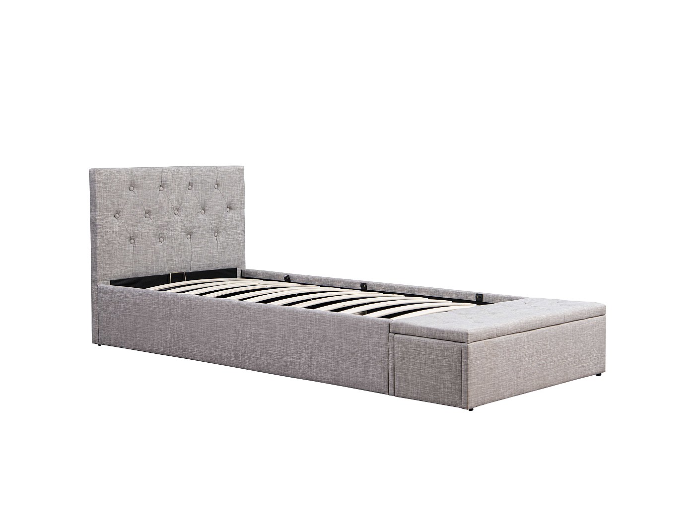 Lit Boks Coffre lin Gris clair 90x190 cm 1 Coffre de rangement