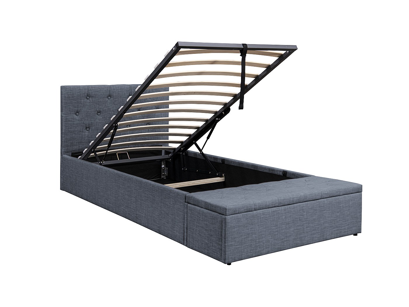 Lit Boks Coffre lin Gris souris 90x190 cm 1 Coffre de rangement