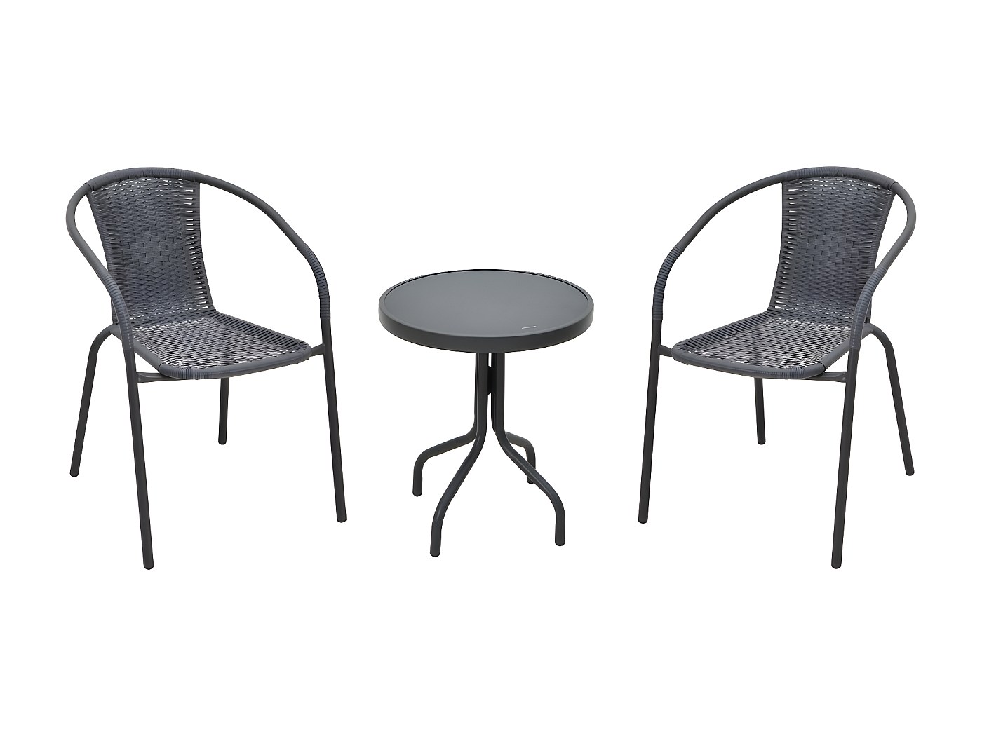 Set De Balcon 2 Places Mistral En Résine Gris Anthracite