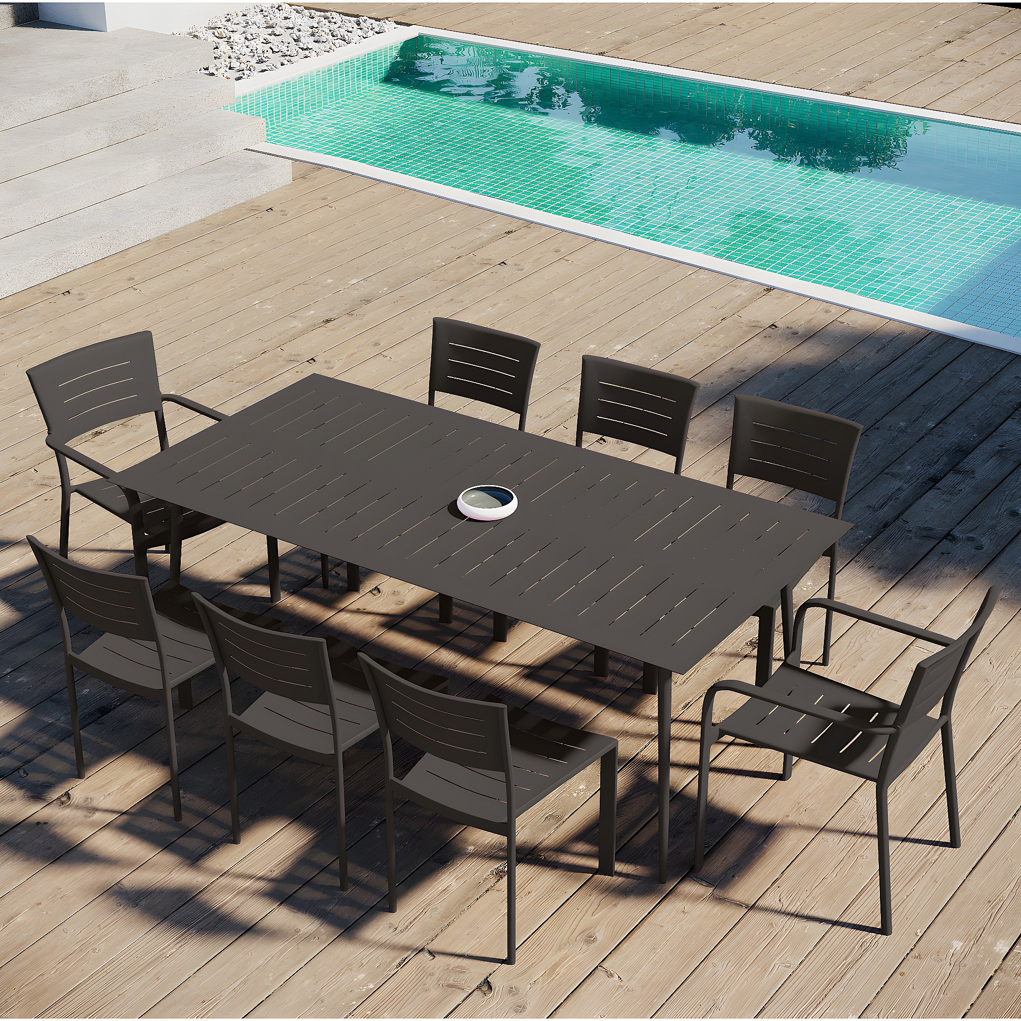 Table Rectangulaire En Aluminium Inari Coloris Carbone