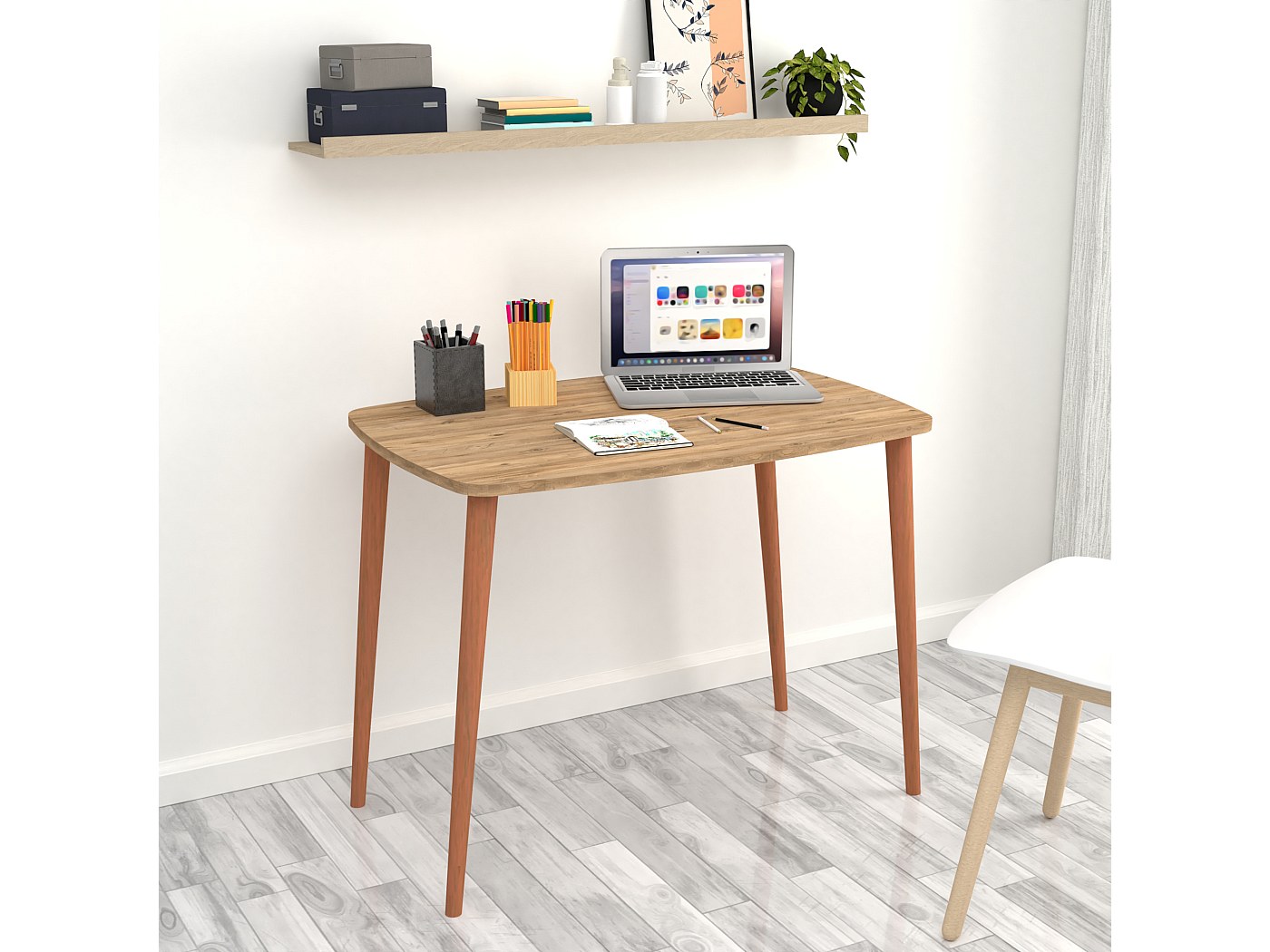 Bureau Kongsberg 70 x 90 x 60 cm effet chêne [en.casa]