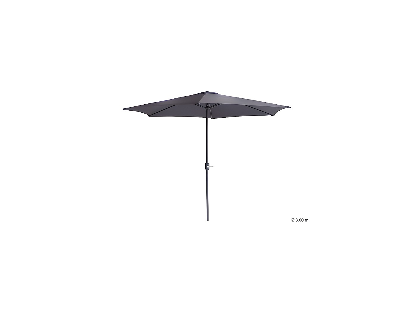 Parasol Rond Coloris Gris Et Mat En Acier 3m