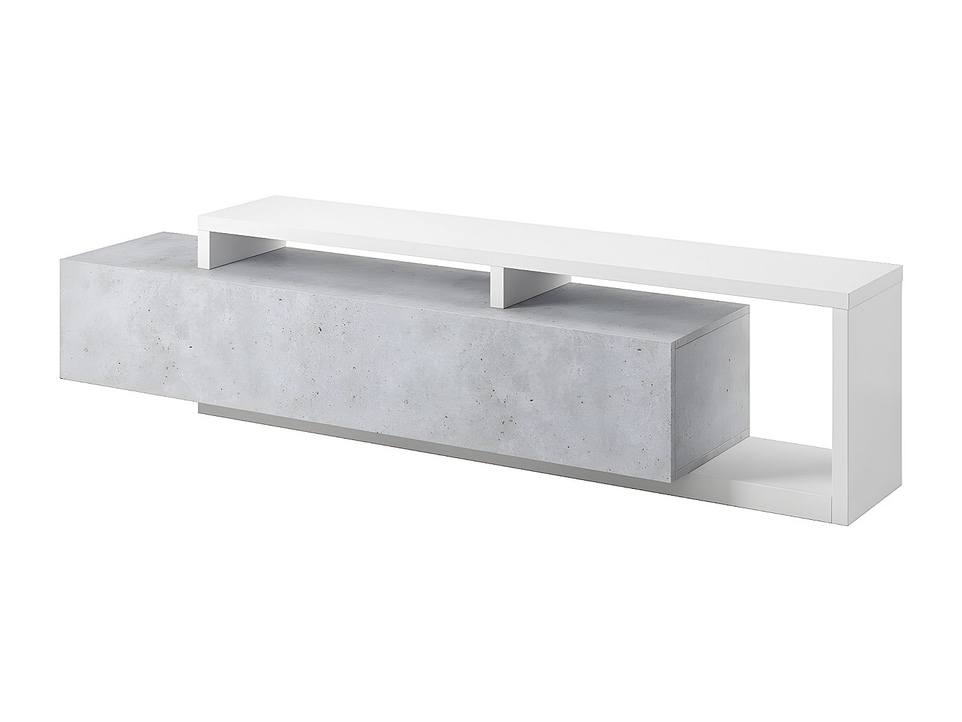 Mueble TV 1 cajón 219 cm Ilyes Blanco y Concreto