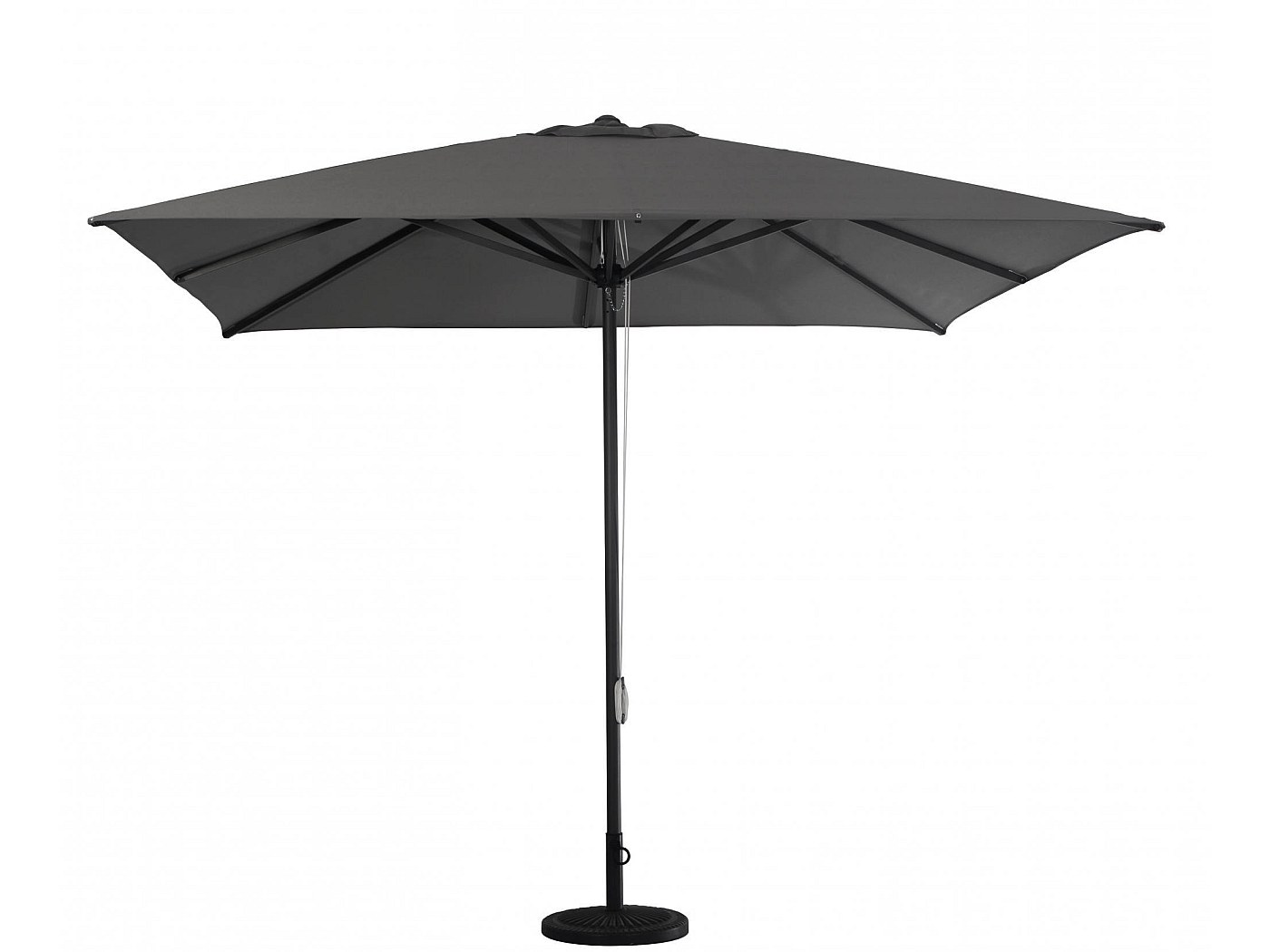 Parasol en aluminium avec manivelle sur mât central, couleur anthracite ...